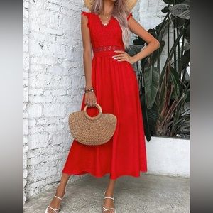 Dresses | Boho Lace Insert Aline Dress | Poshmark